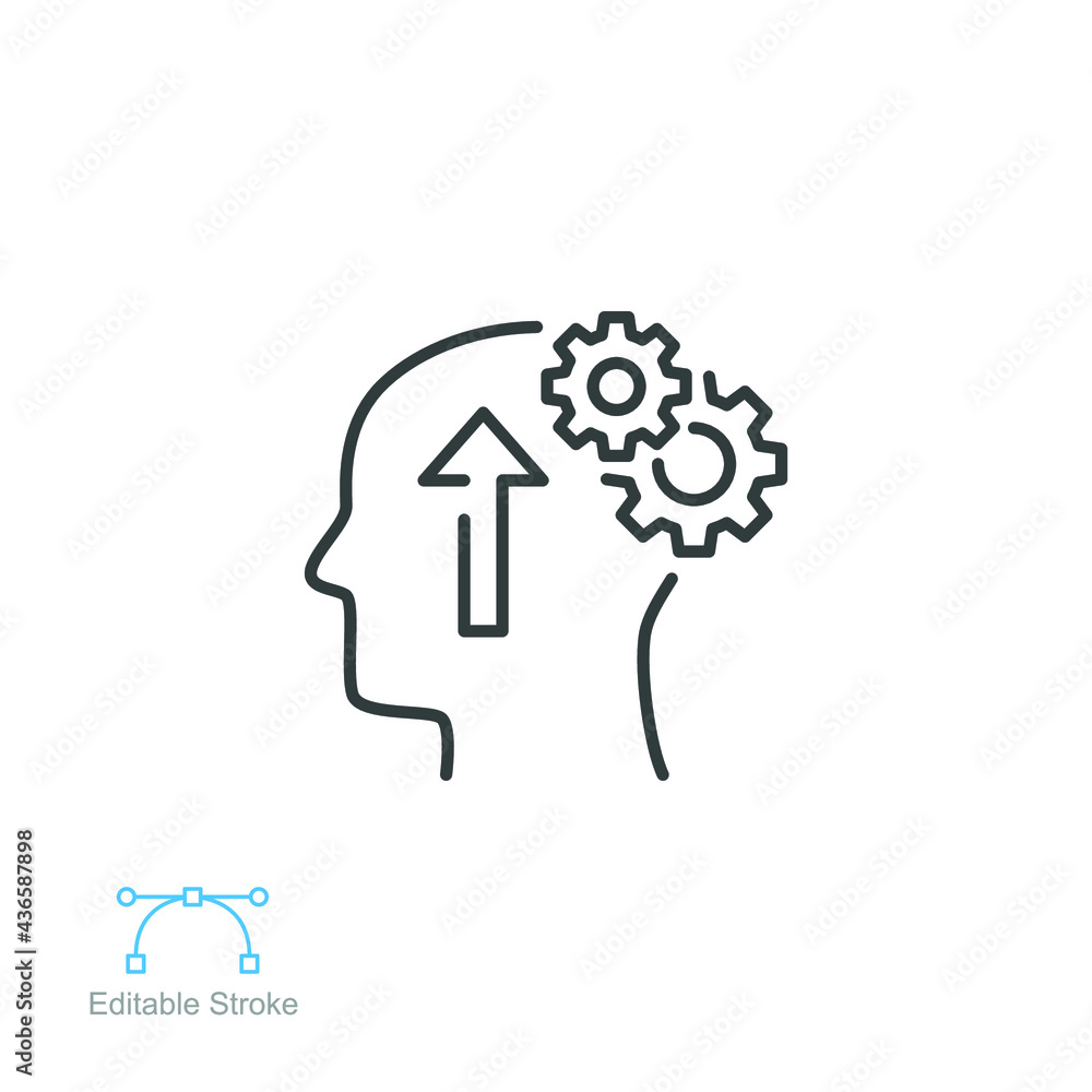 Cognitivity icon, improvement cognitive ability, human brain mental ...