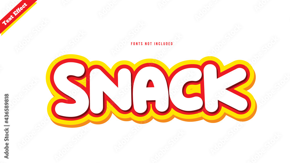 snack text effect design vector. editable 3d text Stock Vector | Adobe ...
