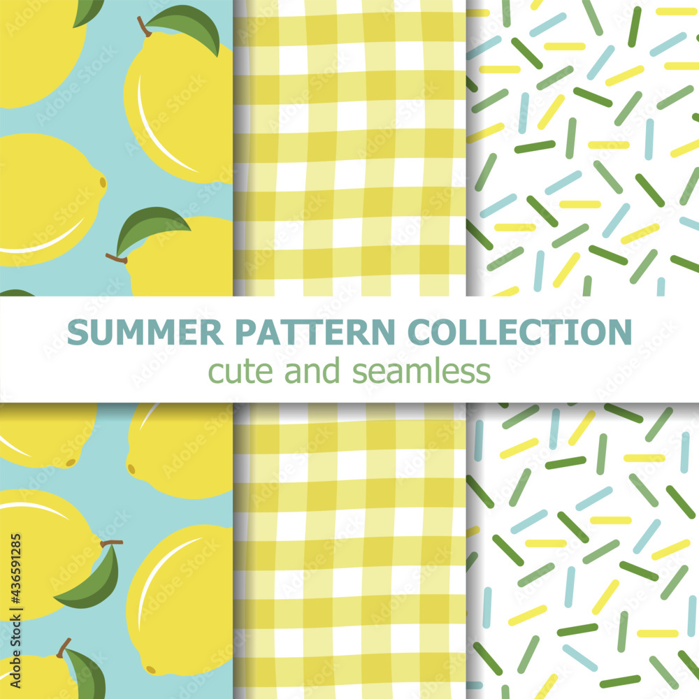 Cute summer pattern collection. Lemon theme. Summer banner Stock Vector ...