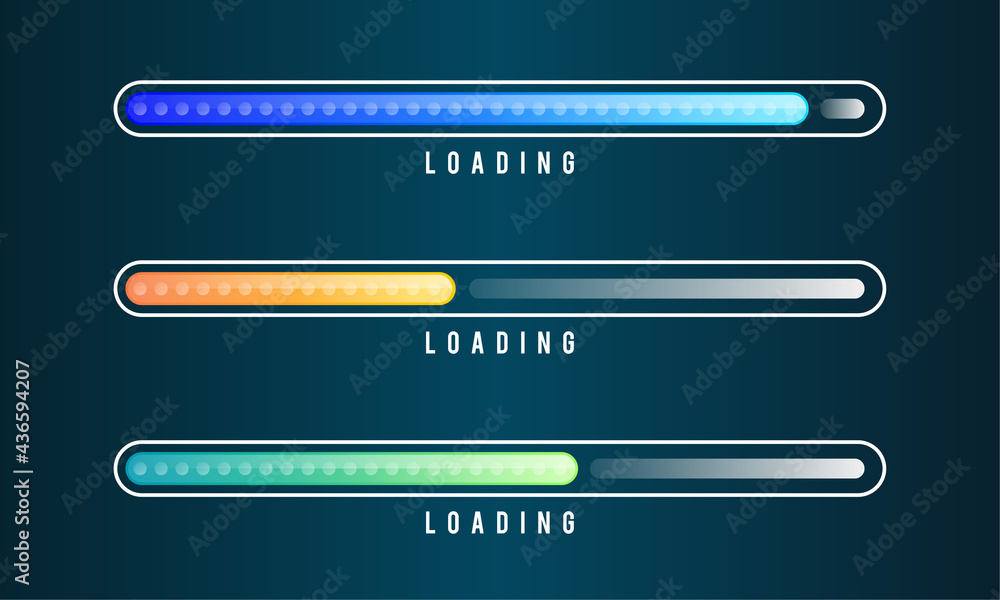 set of Loading bar vector illustration. Progress visualization. Loading status collection. Web ...