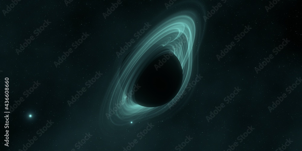 Black hole. Dark night sky. Dark interstellar space. 2d illustration ...