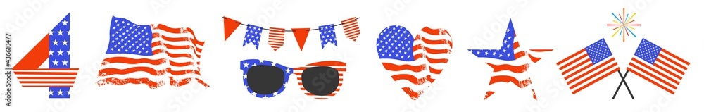 Happy Independence Day. A set of vector cliparts for creating your own ...
