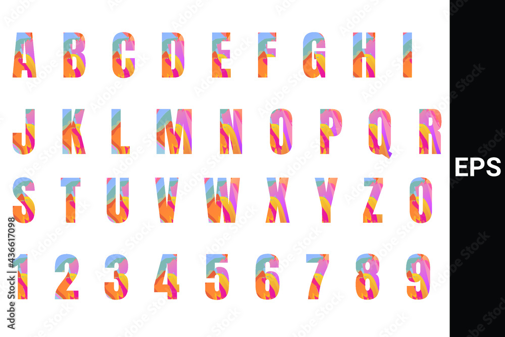 low poly alphabet and number on polygon concept vector, low poly ...