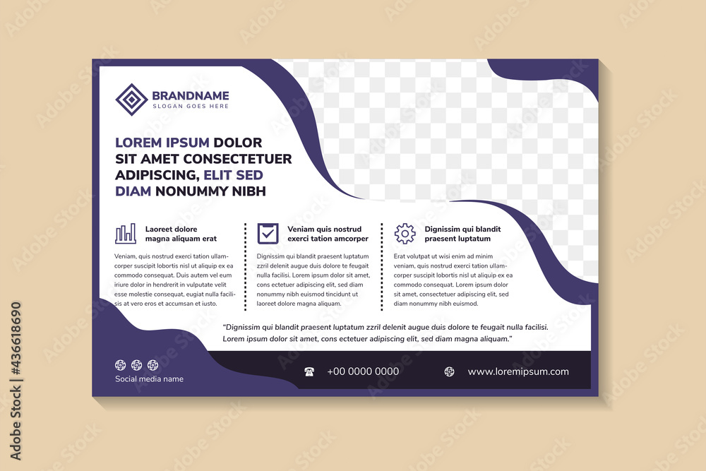 Liquid horizontal flyer template with headline dummy text. horizontal ...