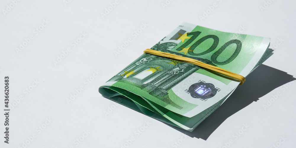 Close up of Euro money roll. Euro banknote set cash money - EU currency ...