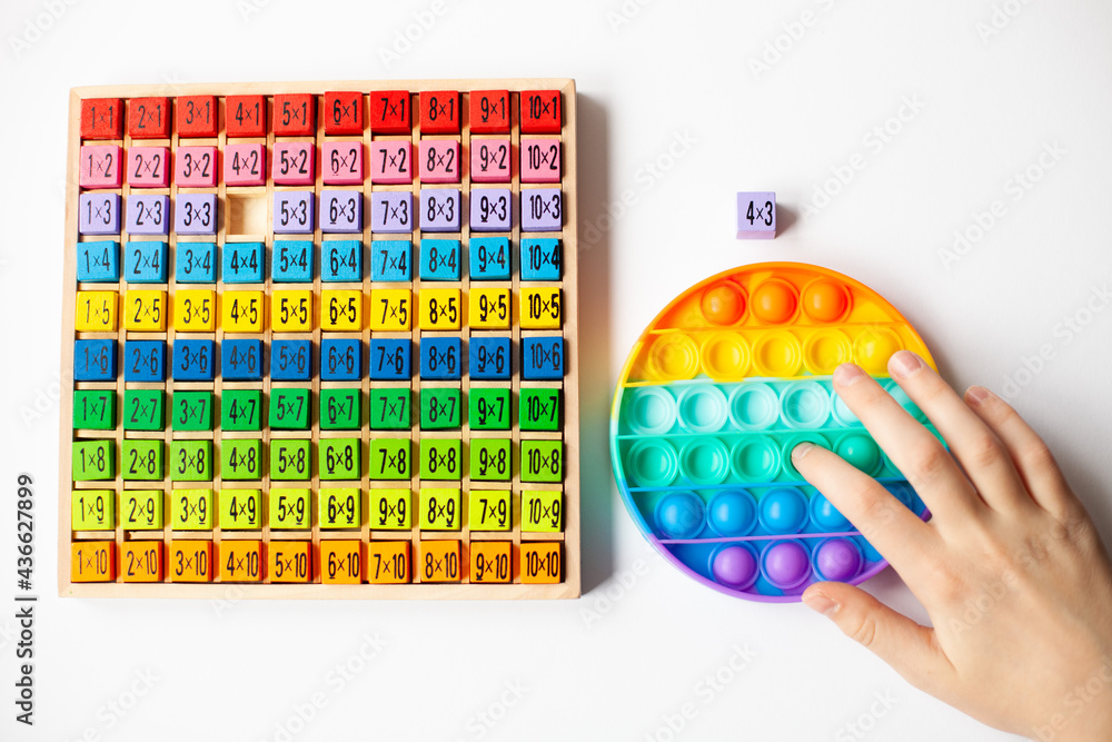 Trendy toy pop it is used by kid for learning multiplication table ...