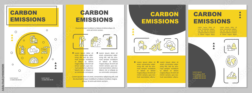 Carbon emissions brochure template. Natural, anthropogenic sources ...