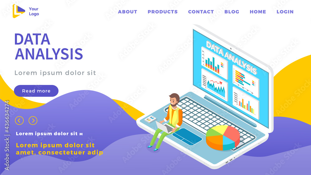 Visualize with business analytics. People work with statistical data ...