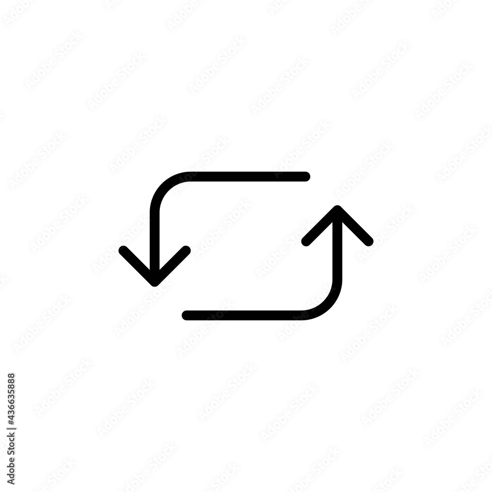 Refund or cashback black icon. Double reverse arrow return money concept. Trendy flat isolated ...
