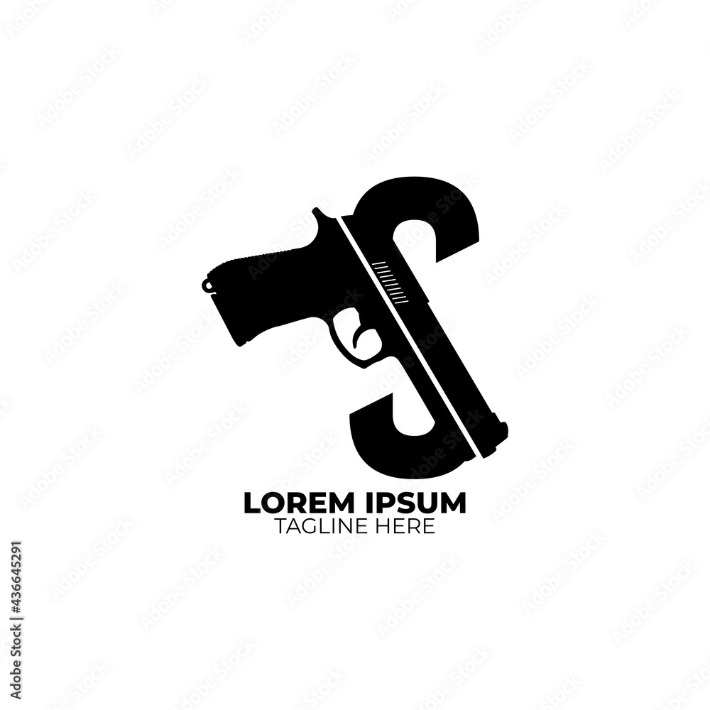 Pistol or gun concept S logo letter. Stock Vector | Adobe Stock