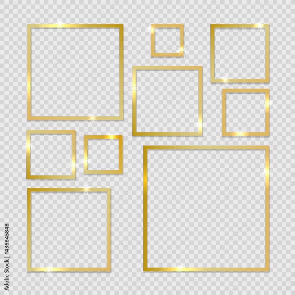 Square gold frames Stock Vector | Adobe Stock