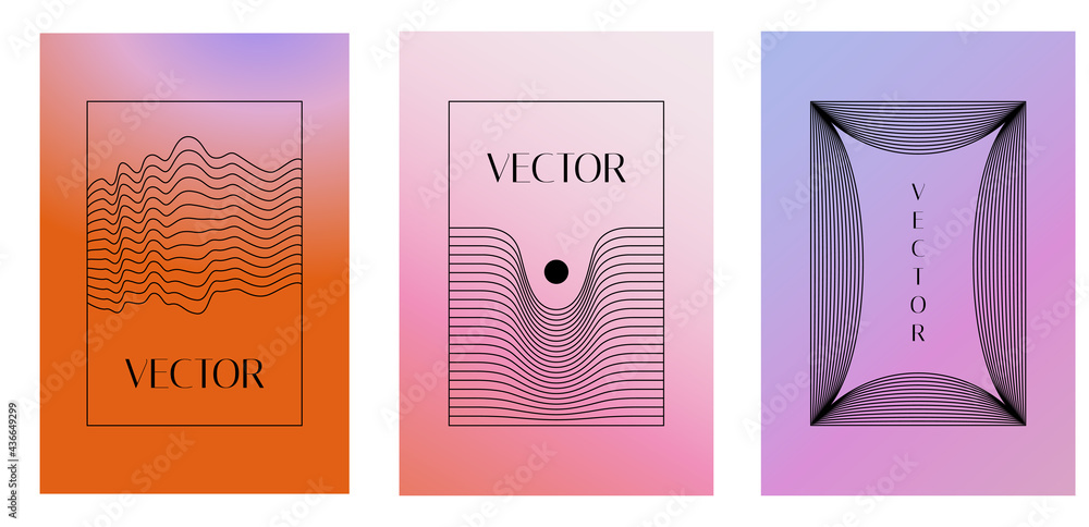 Vector set of linear design elements for logo templates in modern ...