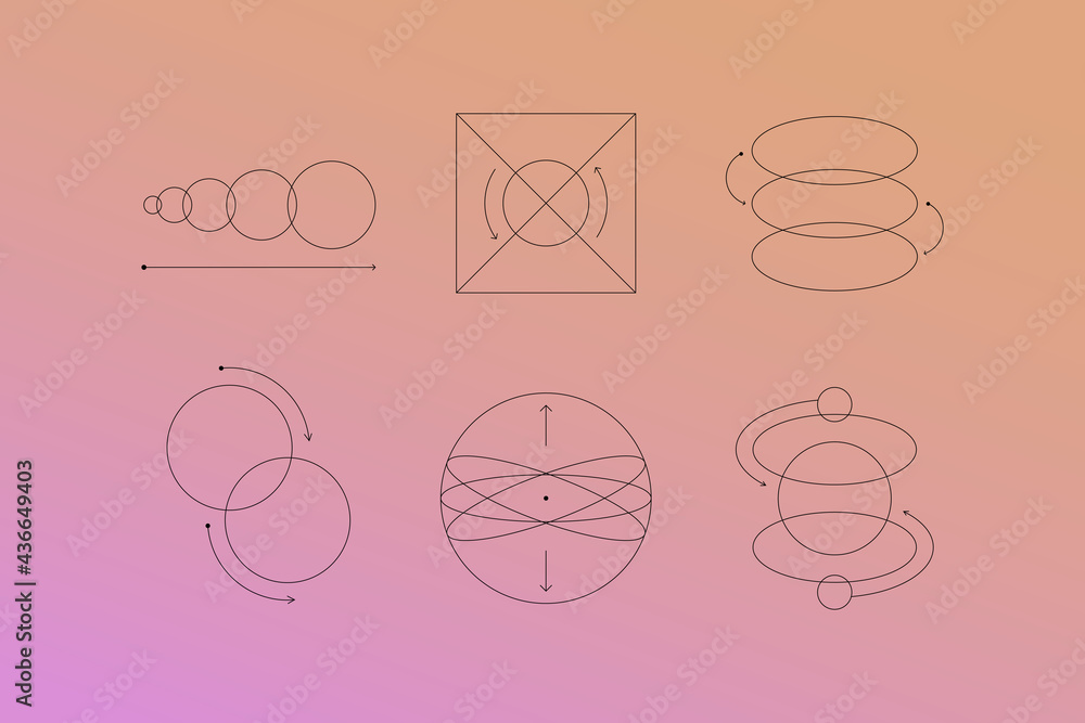 Vector set of linear design elements for logo templates in modern ...