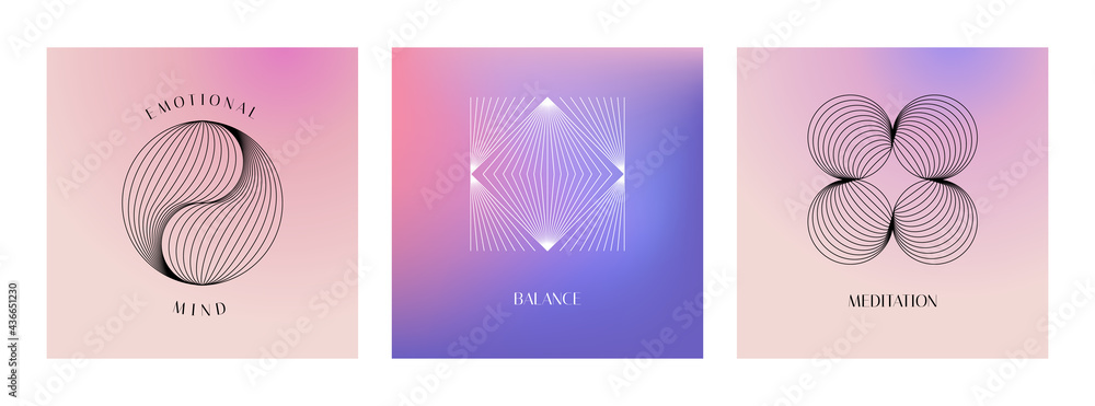 Vector set of linear design elements for logo templates in modern ...