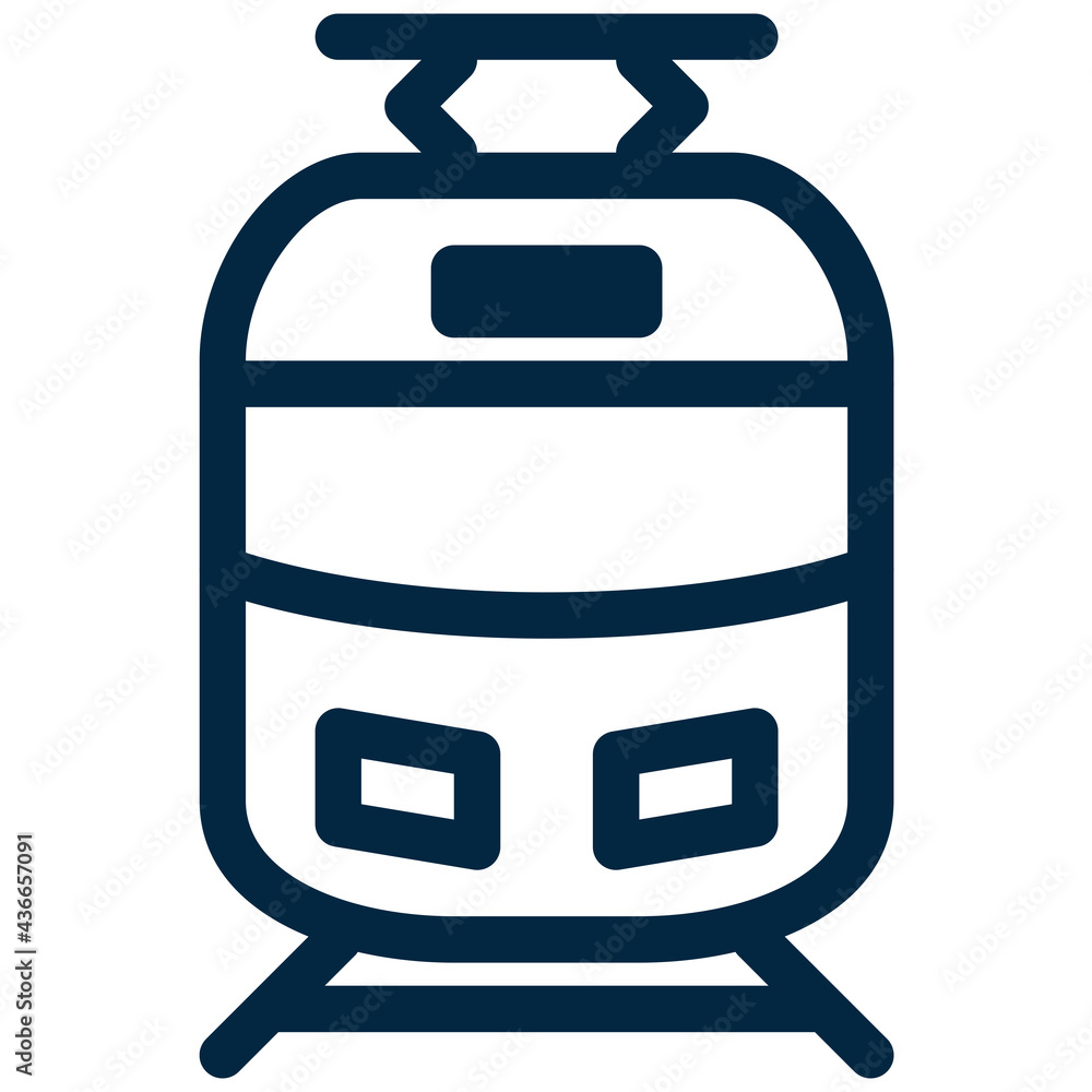 Tram symbol of public city transport line icon isolated on white ...