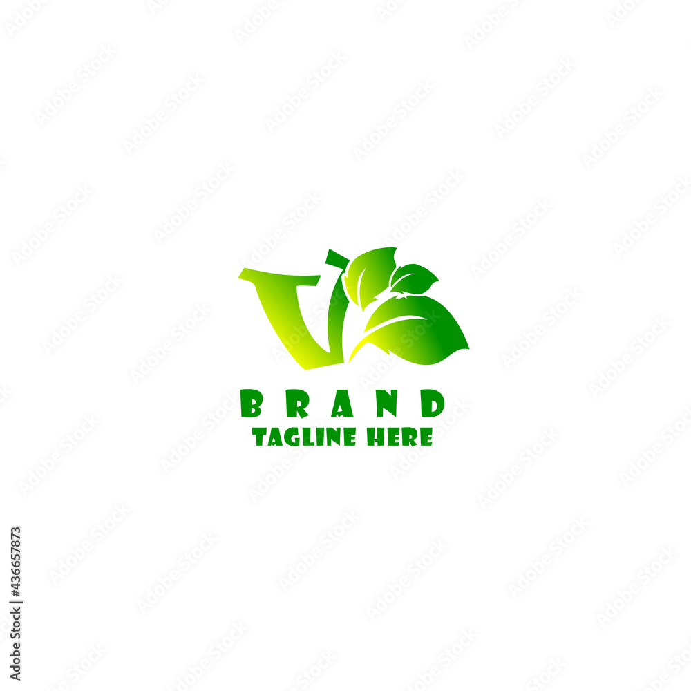 V Leaf Letter Logo Icon Design in Green Colors. Eco Bio Letter Design ...