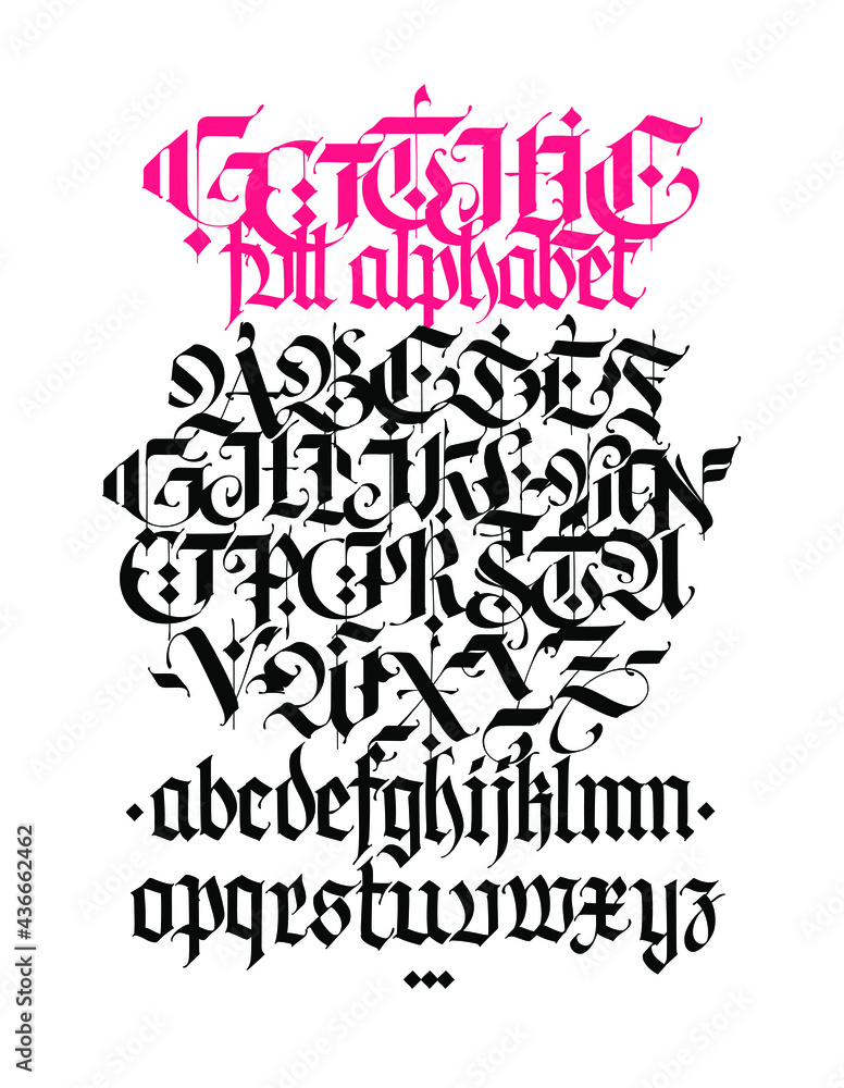 Gothic alphabet. Vector. Contemporary Gothic. Black calligraphic ...