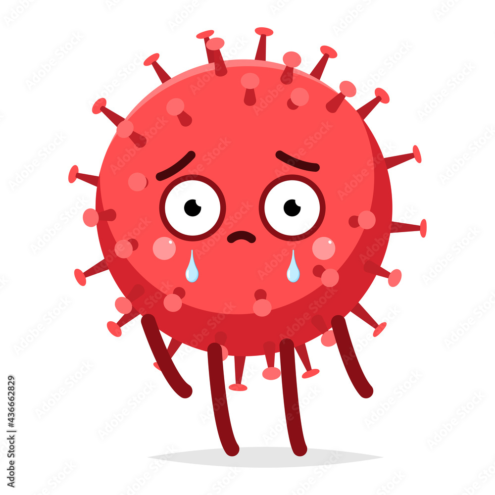 Crying virus vector cartoon character isolated on a white background ...