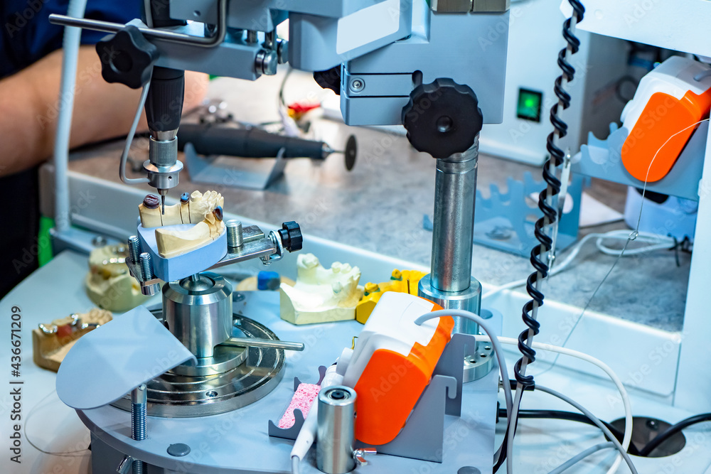 Workplace equipment dental technician. Production of dental crowns or ...