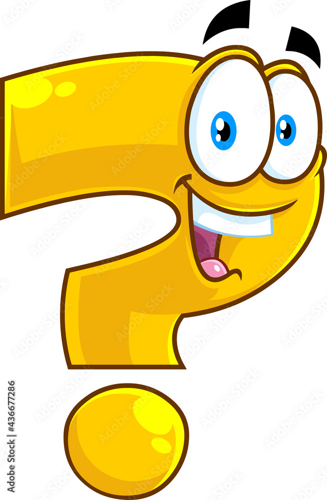 Happy Yellow Question Mark Cartoon Character Talking. Vector Hand Drawn ...