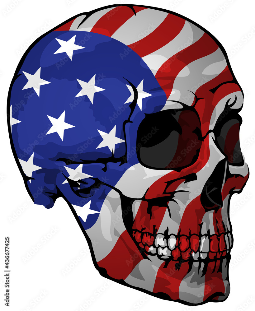 America Flag Painted on a Skull - Design Element with National Colors ...