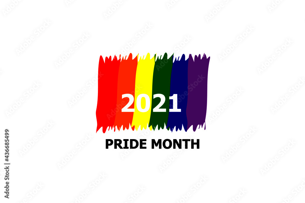 art vector rainbow stripes color with text "2021 PRIDE MONTH" symbol of ...