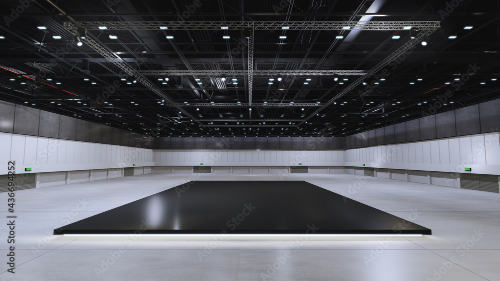 Empty hall exhibition center. backdrop for exhibition stands.3d render ...