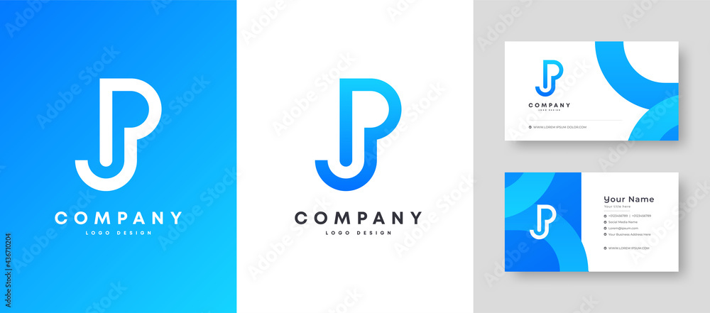 Flat minimal Colorful Initial JP PJ Logo With Premium Corporate Stylish ...