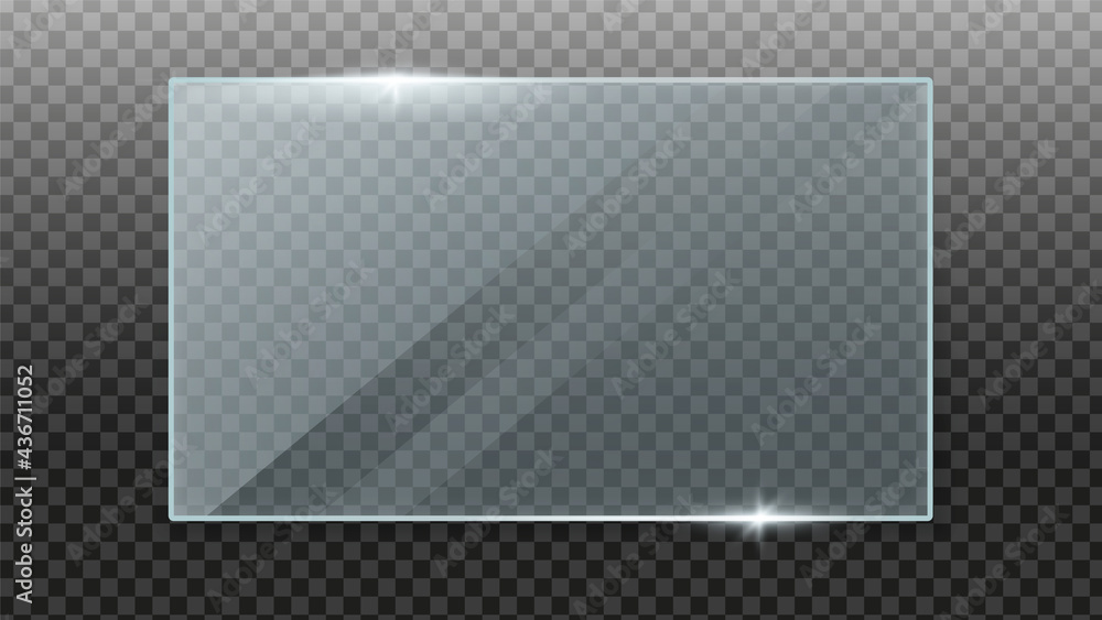 Realistic Window with Reflection. Glass plate on Transparent Background ...