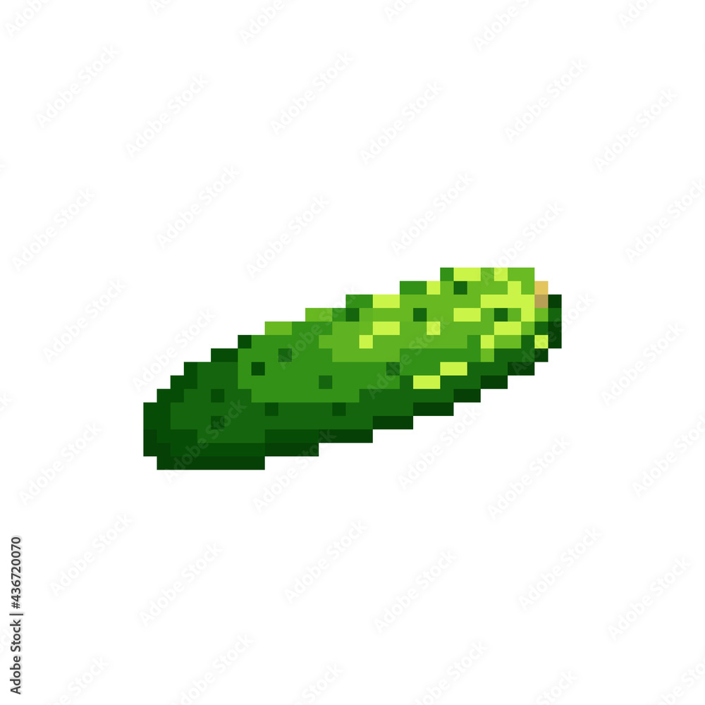 Pixel cucumber vector illustration. Pixel art vegetable cucumber icon ...