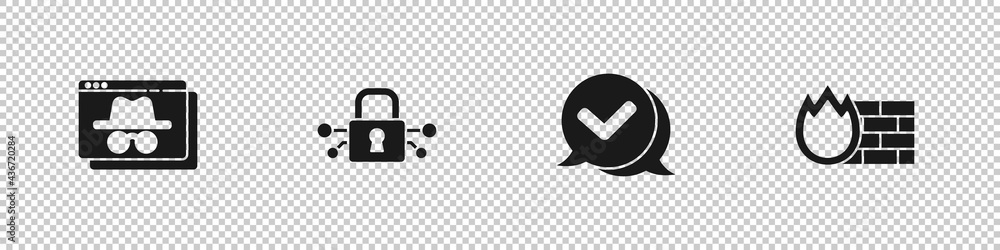 Set Browser incognito window, Cyber security, Check mark speech bubble ... Set Browser incognito window, Cyber security, Check mark speech bubble ...