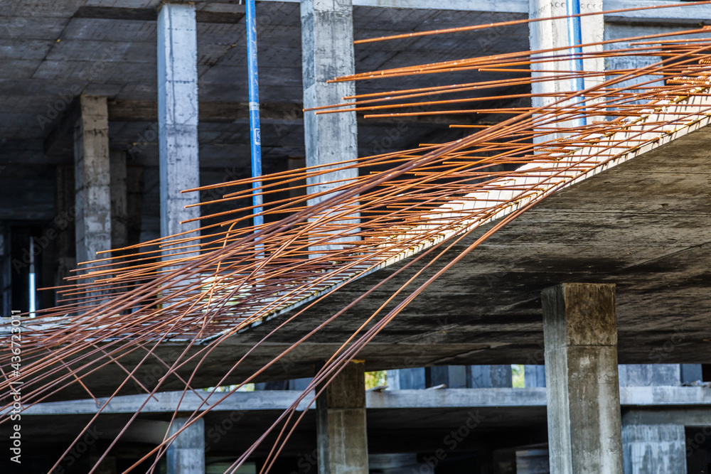 Industrial background. Rebar texture. Rusty rebar for concrete pouring ...