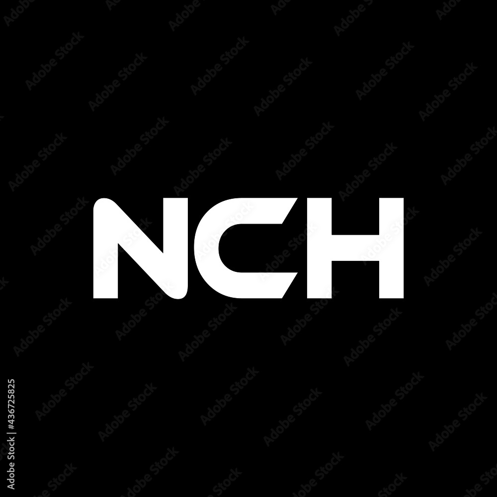 NCH letter logo design with black background in illustrator, vector ...