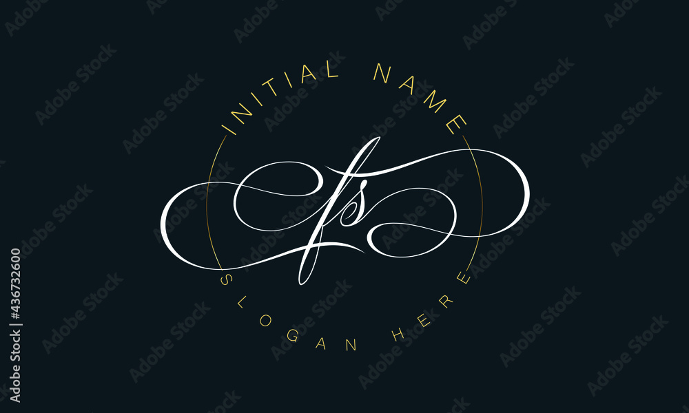 FS/SF cursive letter stylish luxury logo in golden and white color, FS ...