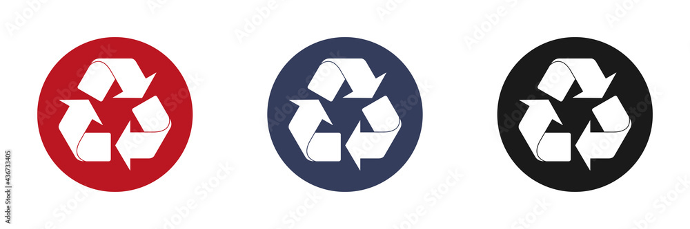 Mobius icons set. Plastic recycling symbols. Triangle signs with ...