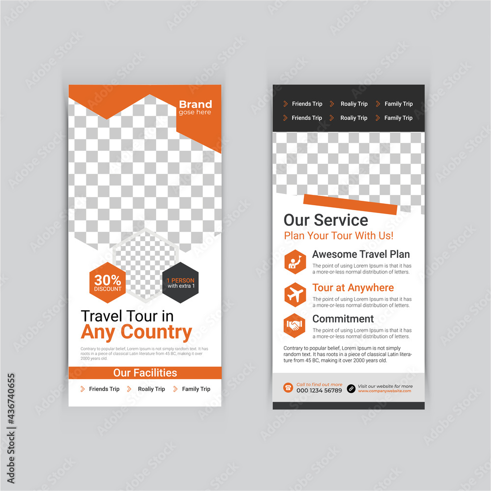 Travel & Tour Rack Card Design. Tourism DL Flyer Template Stock Vector ...