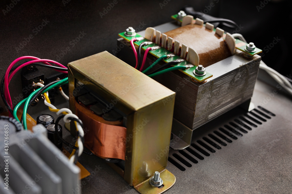 Electric power supply transformers in the amplifier. Power inductor ...