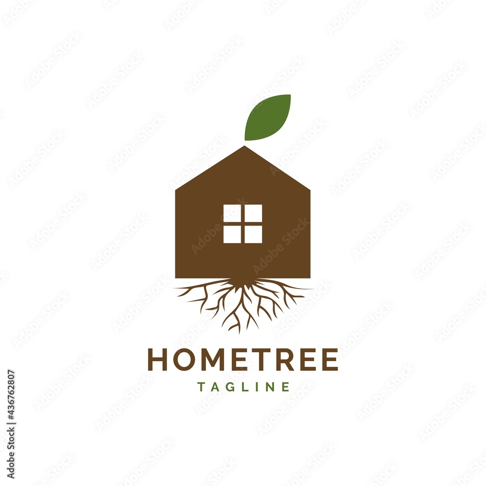 House with roots logo design illustration vector template Stock Vector ...