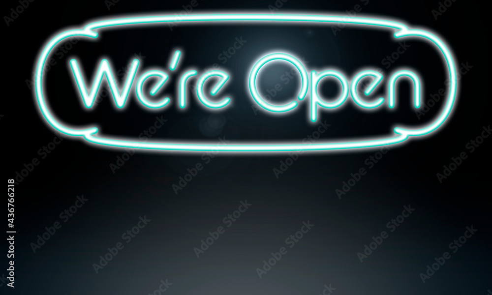 We're Open reopening neon sign post-virus Stock Photo | Adobe Stock