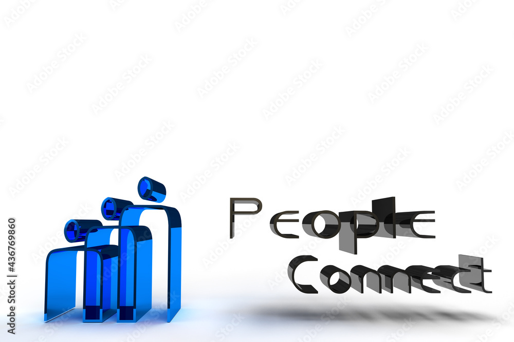Icon business blue people connect gray silhouette font calligraphy hand ...