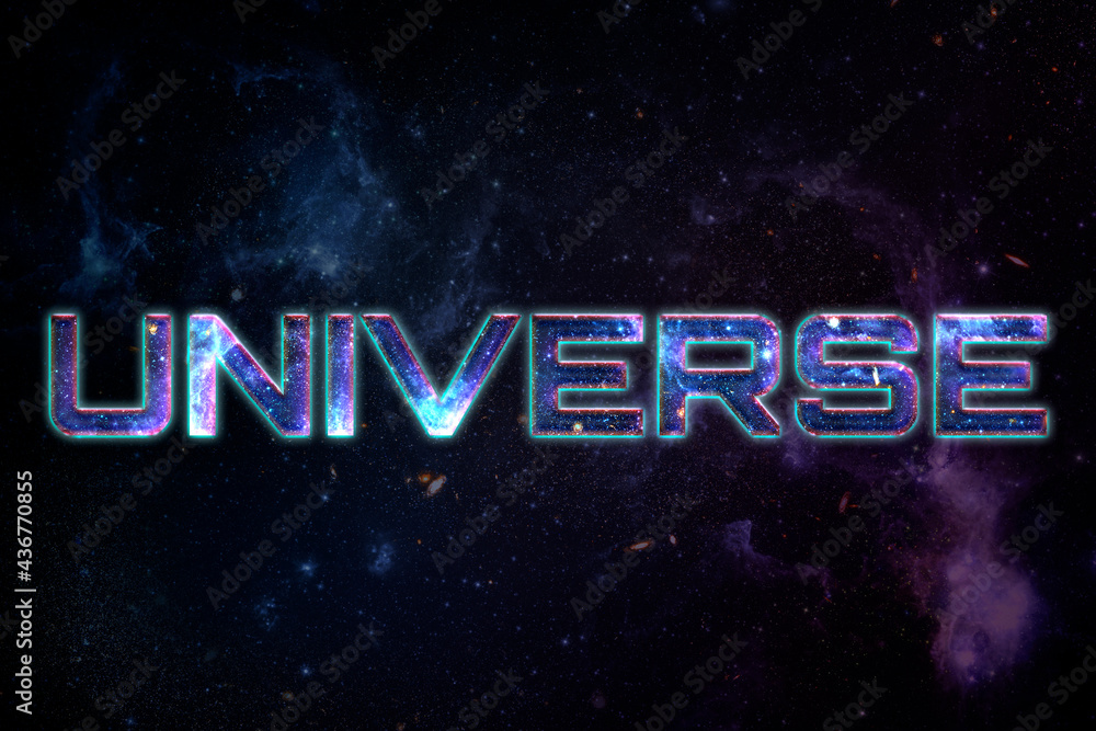UNIVERSE word typography text on stellar background Stock Illustration ...