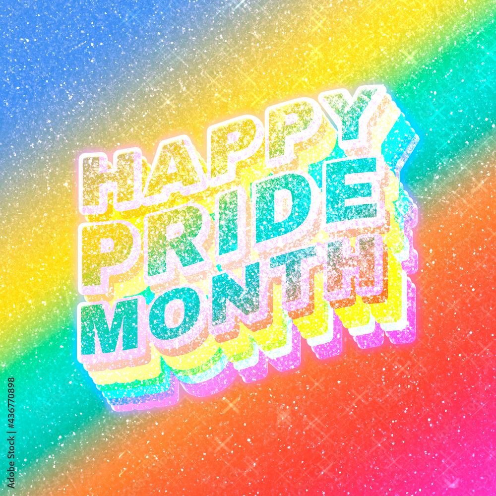 Happy pride month text 3d vintage word art glitter texture Stock ...