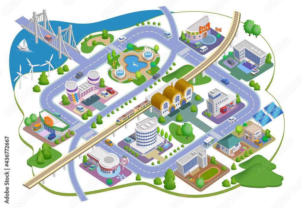 スマートシティの町並みイラスト バリエーションあり Stock Illustration | Adobe Stock