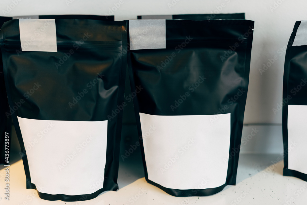 Mockup of a commercial sachet bag packaging Stock Photo | Adobe Stock