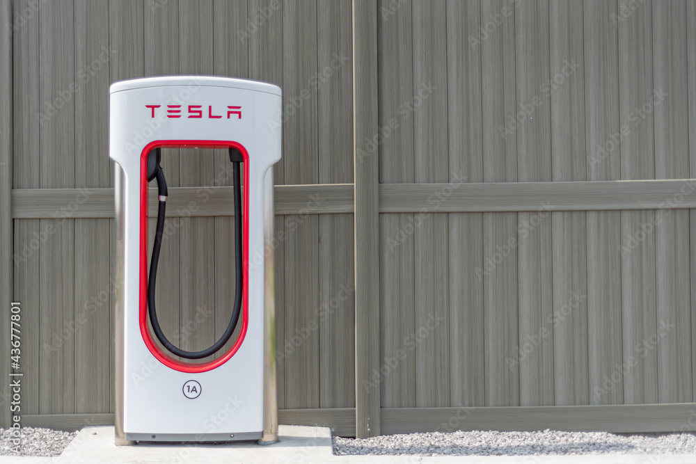 Tesla destination supercharger charging station Stock Photo | Adobe Stock