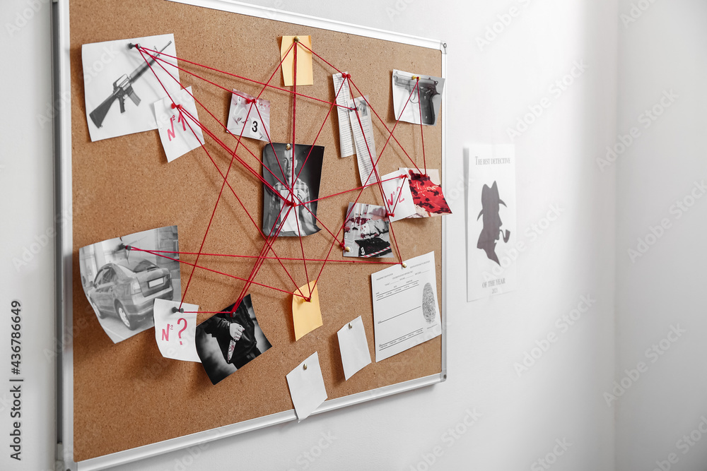 Crime board in police department Stock Photo | Adobe Stock