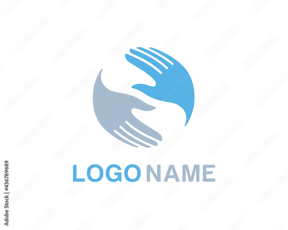 Vetor de Two hands logo that represents a friendship. Hands logo. Hands ...