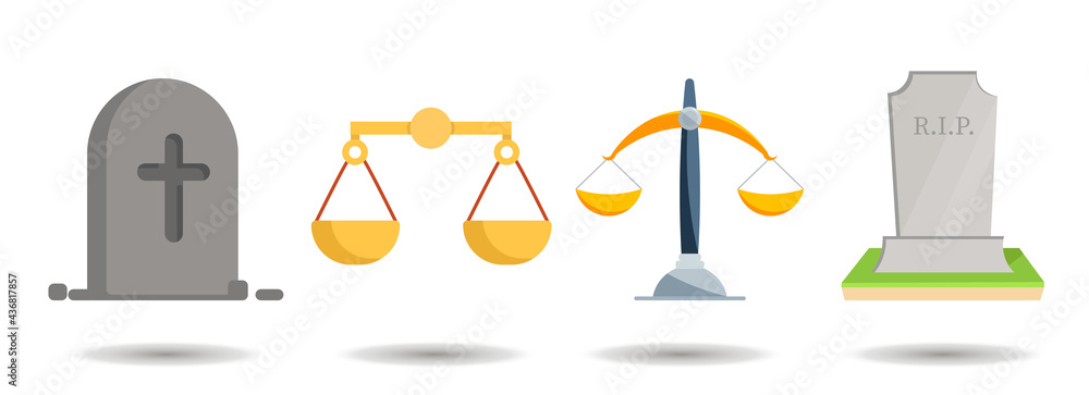 Grave vector clip art set, Death scales. libra. Grave vector clip art ...