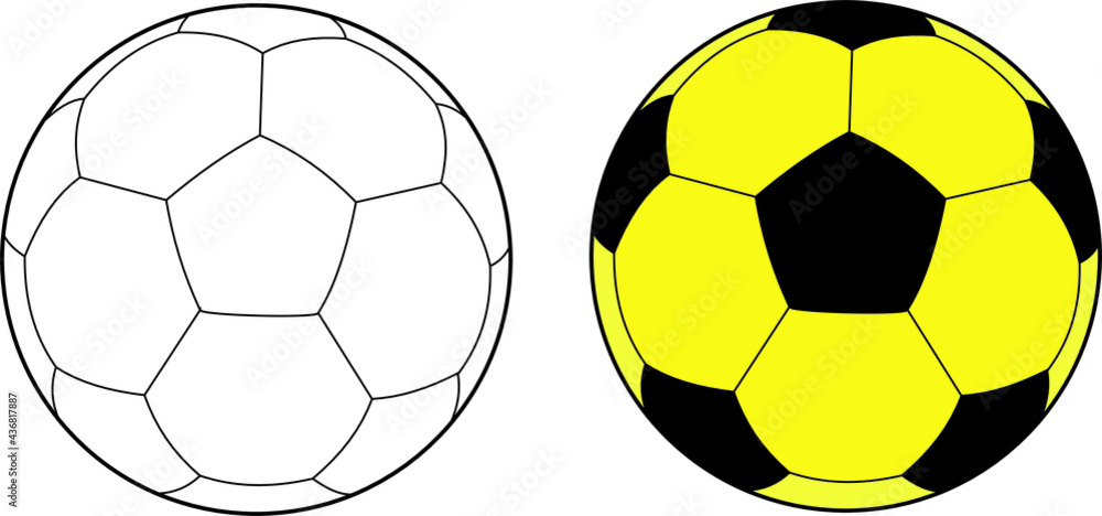 soccer ball vector drawing line art and colored Stock Vector | Adobe Stock