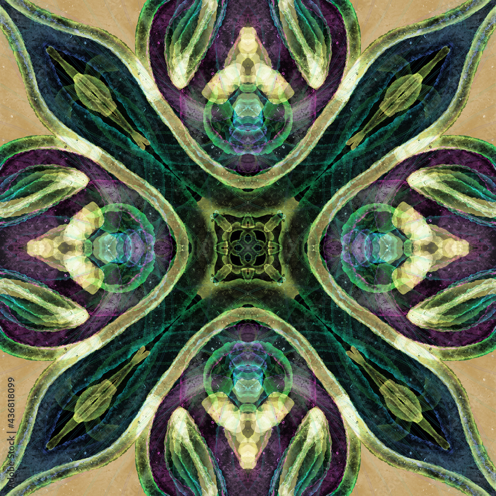 Seamless abstract geometric floral surface pattern in vivid colors with ...